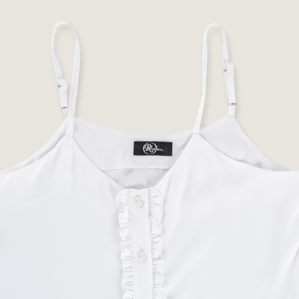 Blusa De Tiras Cuello En V Unicolor Blanco Ref: 01027-cl-02 | Rashell - superexitoec