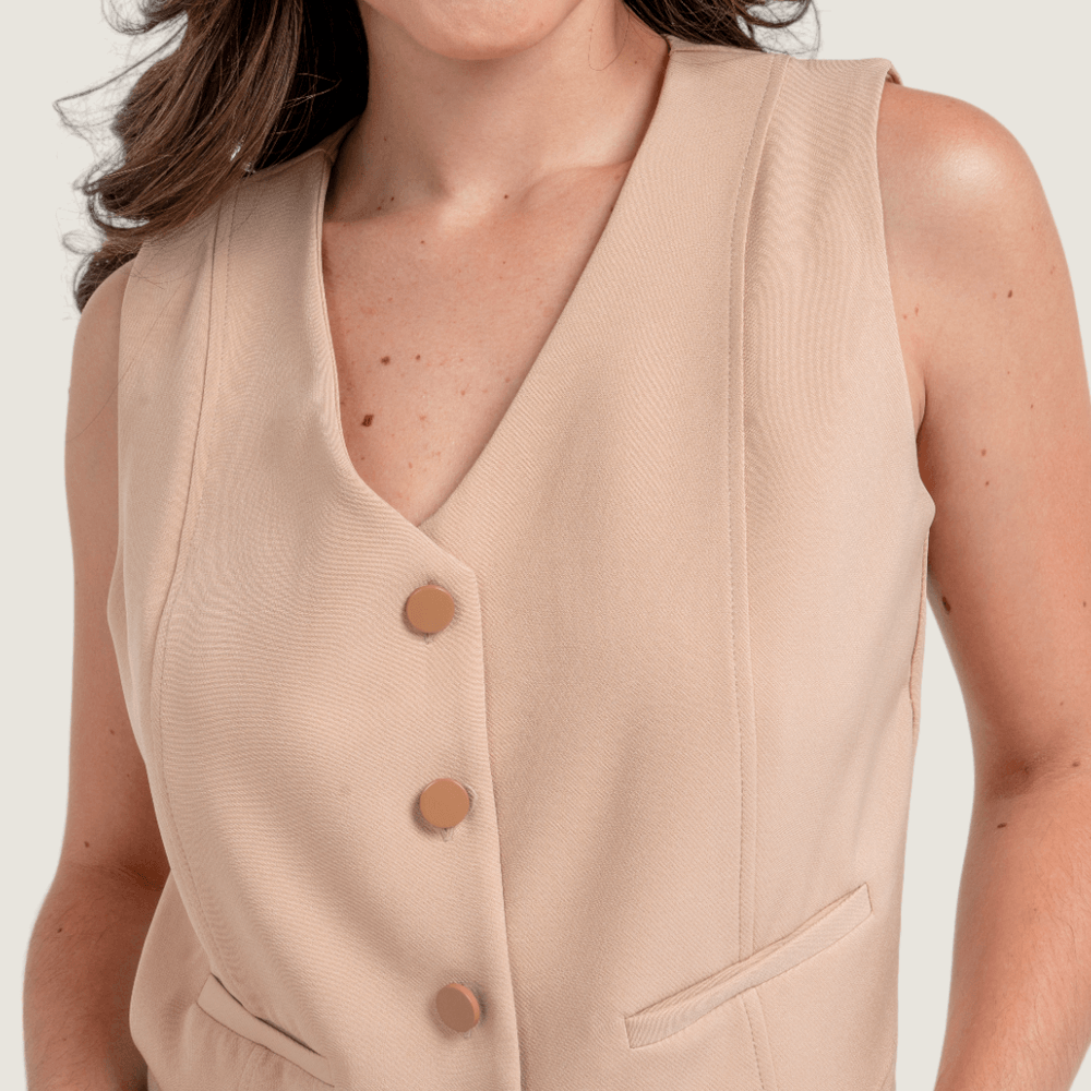 Chaleco Sastre Corto Unicolor Habano Ref: C6067-ct-04 | Jadasha - superexitoec